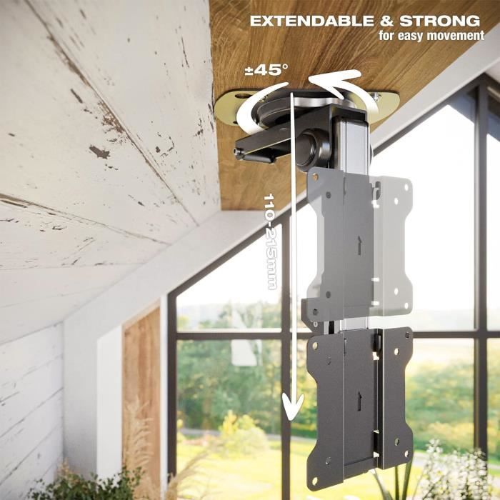 Support Tv Plafond Universel D0111 13-33 Pouces (33-84 Cm) Orientable Pliable Hauteur Réglable ...