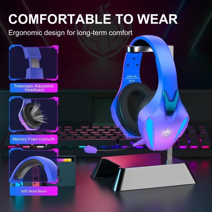 Fanxing Casque Gaming Sans Fil Wireless Casque De Jeu Pour Ps4 Ps5 Pc