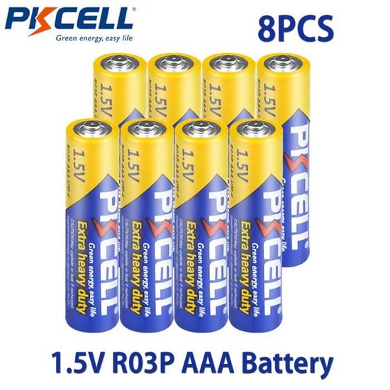 1,5V-lot de 8 piles AAA 1.5V R03P, carbone Zinc, très résistantes, pour ...