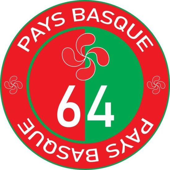 64 Pays Basque Euskal Herria croix basque Lauburu rouge et vert rond ...