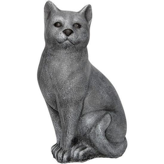 Statue en pierre chat assis, grand format, gris ardoise, pierre ...
