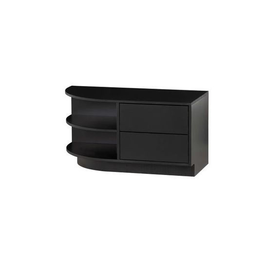 Meuble TV rond gauche Finca - WOOOD - Bois de pin massif - Noir profond ...