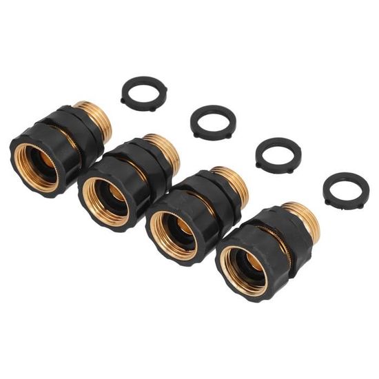 Connecteur rapide pour tuyau d'arrosage - Garosa - 4 pièces - Laiton de qualité - 3/4 pouce ...