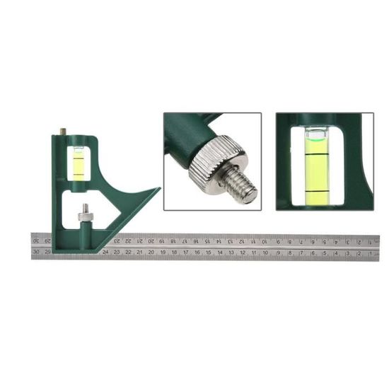 Règle d'angle réglable - HURRISE - 300mm - Acier inoxydable - Niveau à ...