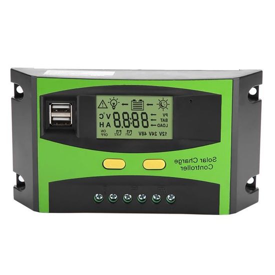Zerone Contrôleur de charge solaire PWM Smart Dual USB Contrôleur de Charge de Panneau Solaire ...