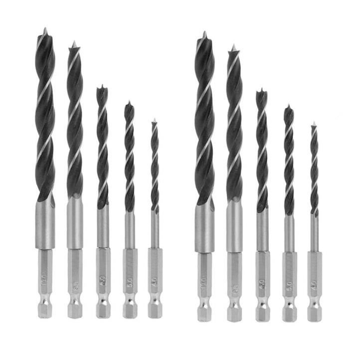 Lot de 10 forets pour bois, forets en spirale pour bois, hexagonaux de ...