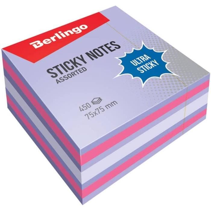 Bloc de notes adhésives, 75 x 75 mm, lot de 1 bloc, 450 feuilles par ...