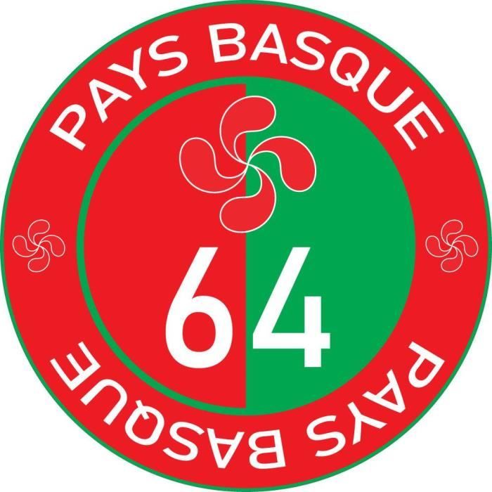 64 Pays Basque Euskal Herria croix basque Lauburu rouge et vert rond ...