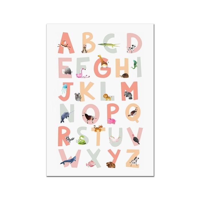 Affiche éducative avec lettres de l'alphabet ABC, toile, peinture ...