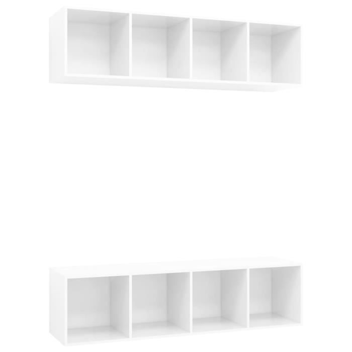 BONNE - Meubles TV muraux 2 pcs Blanc brillant Aggloméré 181392 ...
