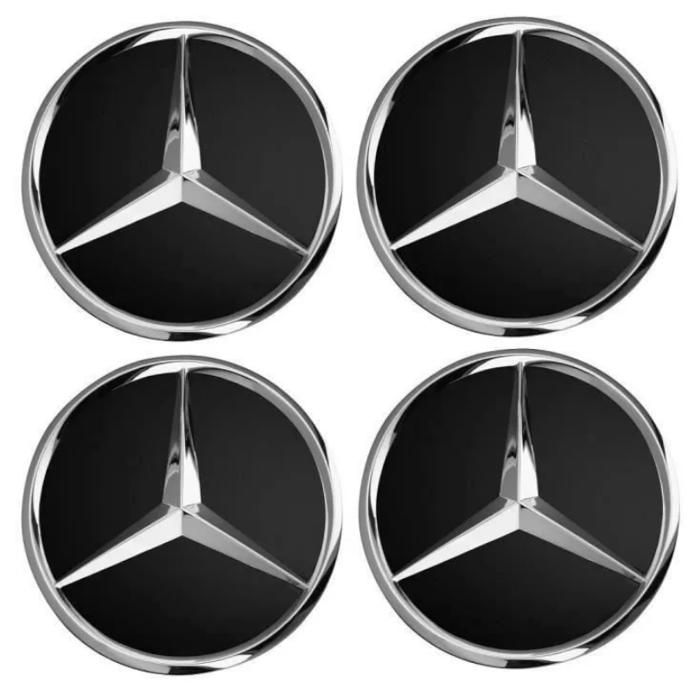 Liguanghui Lot de 4 Cache-moyeux AMG pour Mercedes-Benz Noir Mat Étoile ...