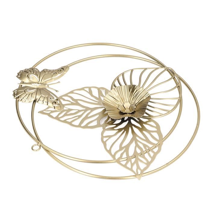 Décoration murale papillon fleur dorée Or Papillons Mur Sculptures Fer ...