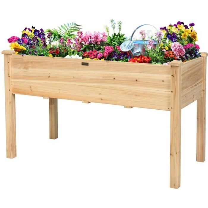GOPLUS Jardinière Surélevée sur Pieds en Bois avec 4 Trous de Drainage ... GOPLUS Jardinière Surélevée sur Pieds en Bois avec 4 Trous de Drainage ...