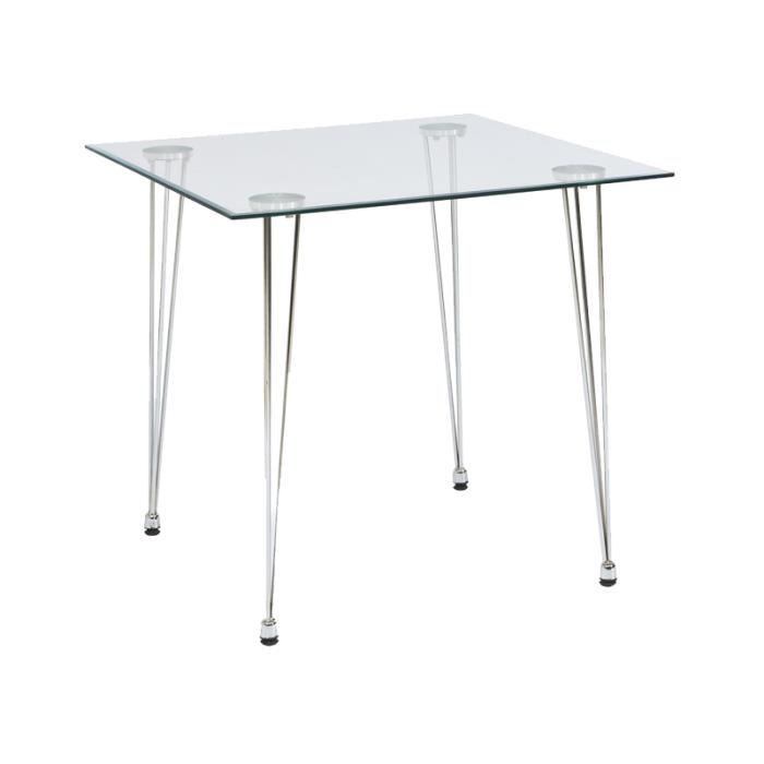 JUSThome Vetro II Table de salle à manger Transparent 75 x 80 x 80 ...