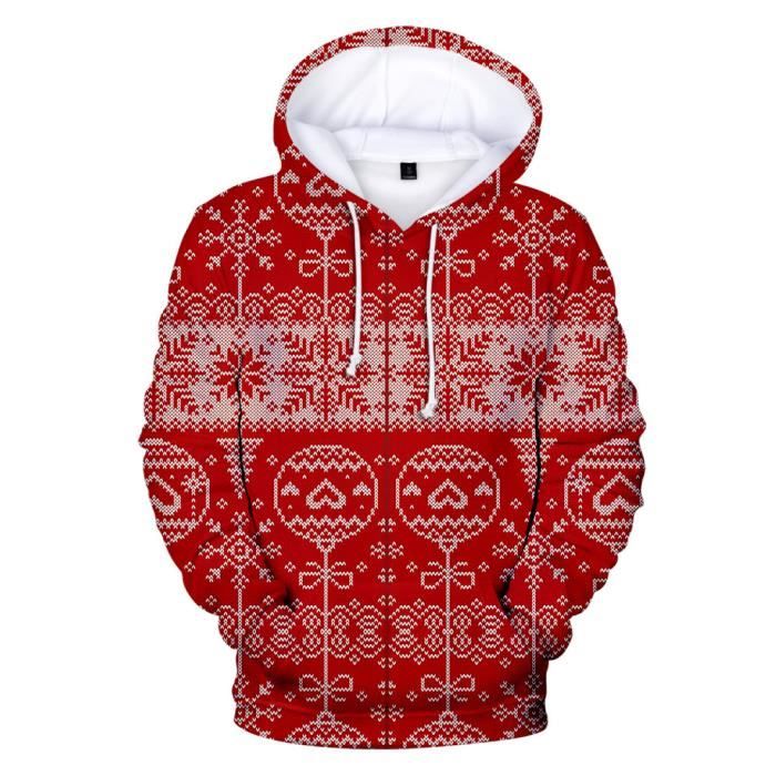 Sweat à capuche de Noël Sweat à capuche de Noël impression numérique 3D ...