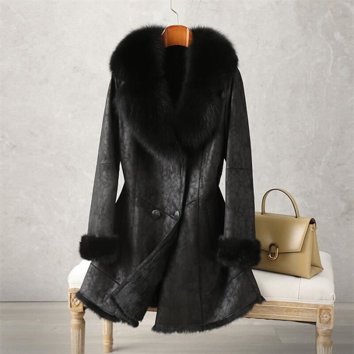 Manteau Cuir Fourrure Femme