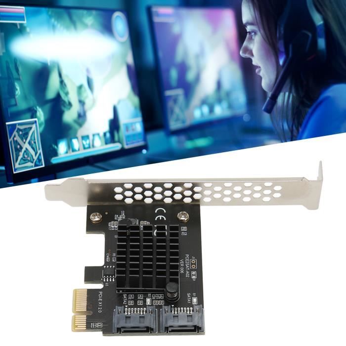 Carte PCIe vers SATA 3.0 - QIILU - Contrôleur ASMedia ASM1061 - Transmission 6 Gbps - Plug and ...