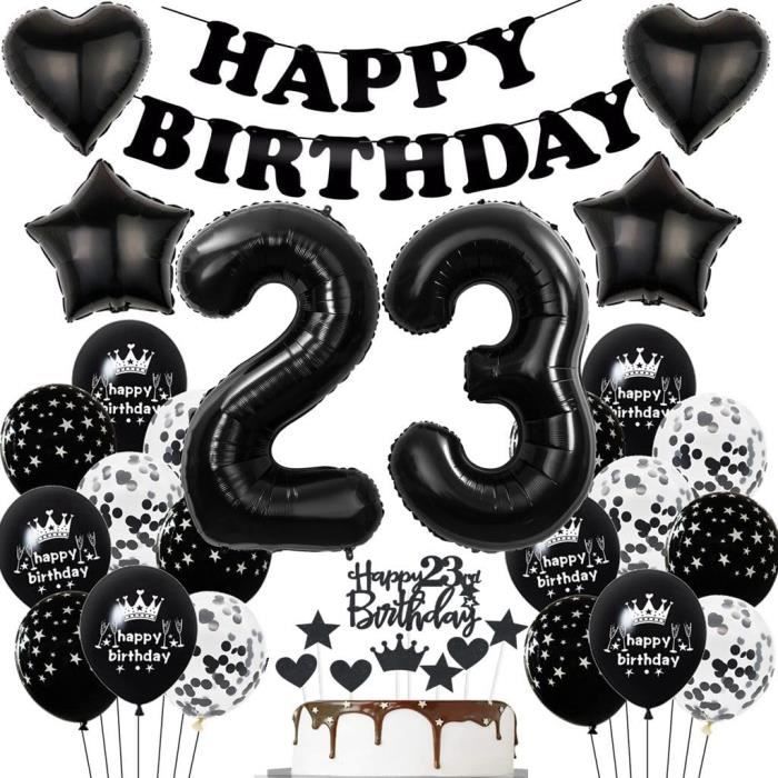 Ballon Noir Décoration 23 Ans Anniversaire, Ballons 23 Ans Homme Noir ... Ballon Noir Décoration 23 Ans Anniversaire, Ballons 23 Ans Homme Noir ...