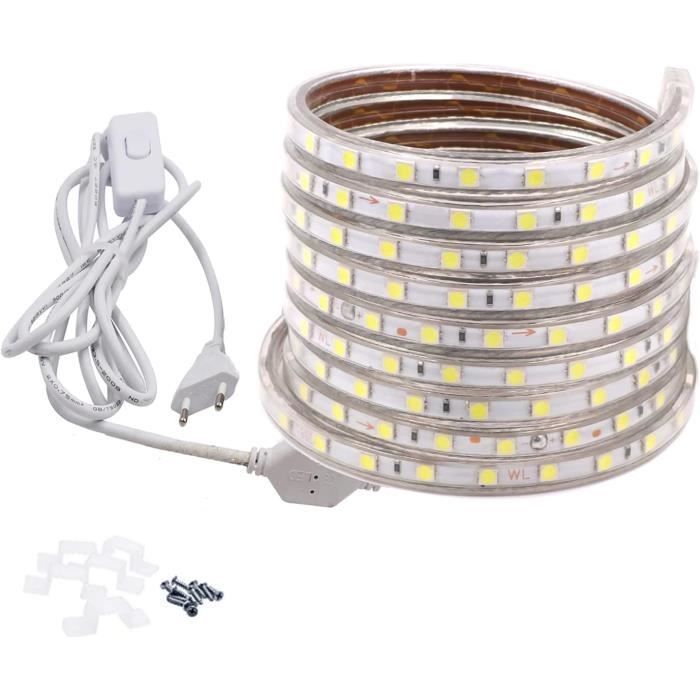 Ruban À Led 6M Avec Interrupteur - Blanc Froid, Bande Lumineuse 220V 230V, 60 Leds-M Strip, Ip65 ...