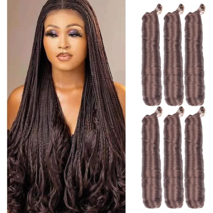 RUSIIMEI French Curly Braiding Hair for Box Braids 6 Packs 24 Inch 150G-Pack Loose Wave Braiding ...
