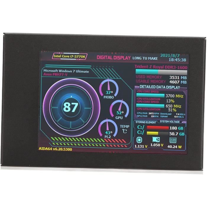 Mini Écran Ips Usb 3,5 Pouces, Aida64 Pc Cpu Ram Hdd Data Monitor Lcd ...