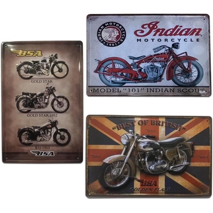 Plaques Décoratives En Métal Pour Moto | Set De 3 Plaques Vintage ...