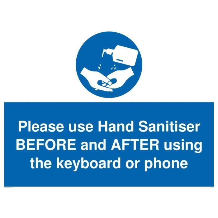 Panneau Please use Hand Sanitiser before and after using the keyboard ...