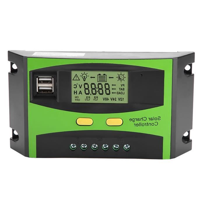 Zerone Contrôleur de charge solaire PWM Smart Dual USB Contrôleur de Charge de Panneau Solaire ...