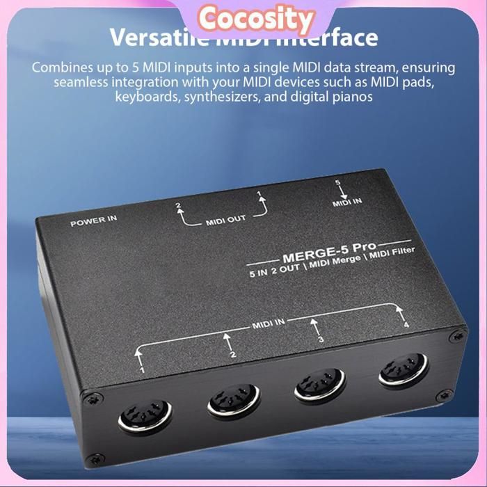 Cocosity Boîte MIDI Répartiteur MIDI USB MIDI Host Box 5 entrées MIDI ...