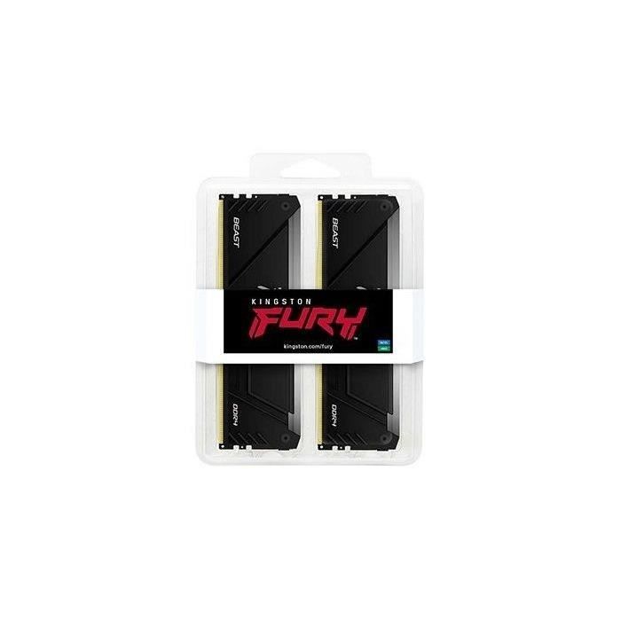 Mémoire RAM - KINGSTON - FURY Beast - RGB - 32 Go (2 x 16 Go) - DDR4 - 3200 MHz CL16 ...