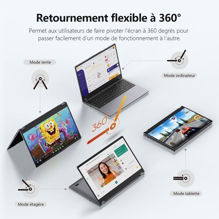 PC Portable- VANWIN -15,6" Ecran Tactile 360°Rotation-AMD RYZEN3 3200U ...