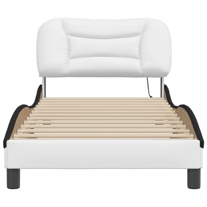 Cadre de lit 1 Place - UU - avec LED - sans matelas - blanc et noir ...