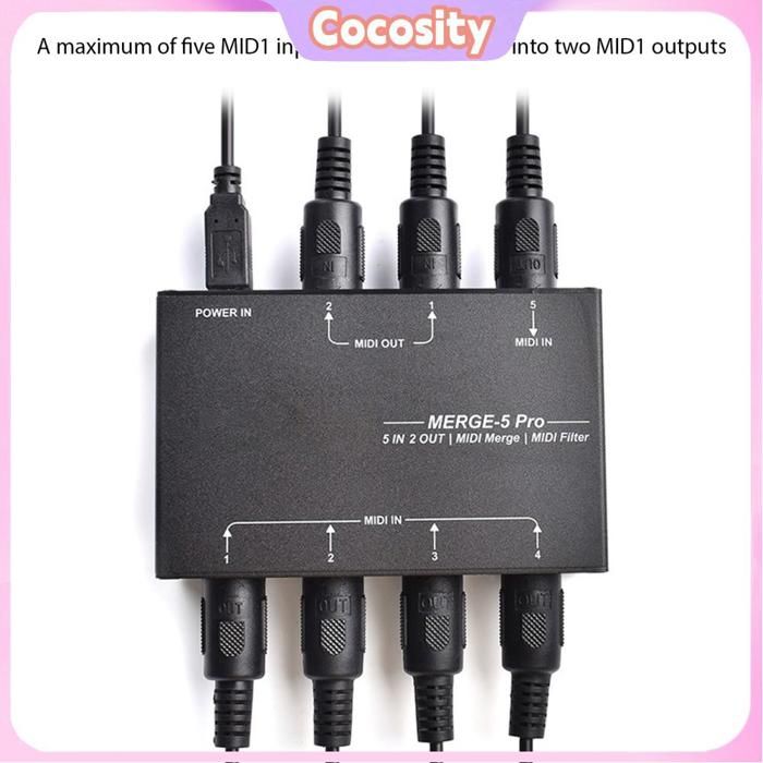 Cocosity Boîte MIDI Répartiteur MIDI USB MIDI Host Box 5 entrées MIDI ...