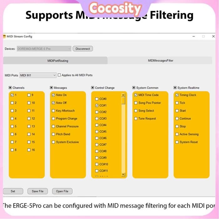 Cocosity Boîte MIDI Répartiteur MIDI USB MIDI Host Box 5 entrées MIDI ...