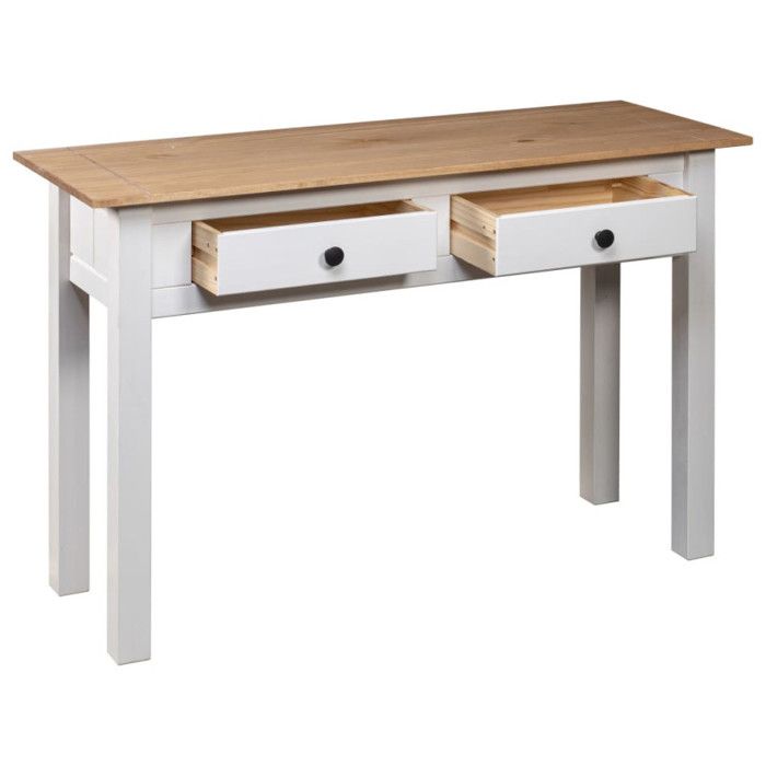 VidaXL Table console Blanc 110x40x72 cm Pin solide Gamme Panama 282681 ...