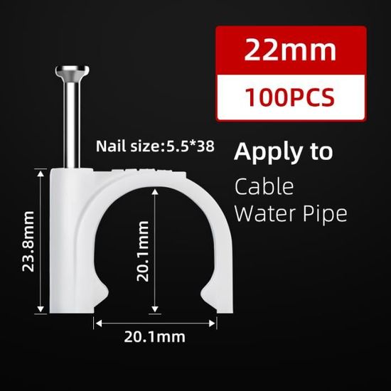 Clips de fil de câble - MARQUE - 22MM - Plastique - Blanc - Mixte ...