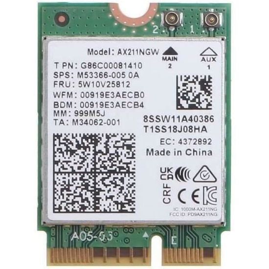 AX211 Adaptateur WiFi 6E CNVio2 avec Tri Band 2.4 | 5 | et 6 GHz ...