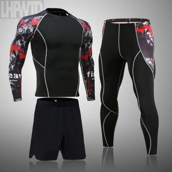 Ensemble de sous-vêtements thermiques longs Johns pour hommes,vêtements de sport,Rashguard ...