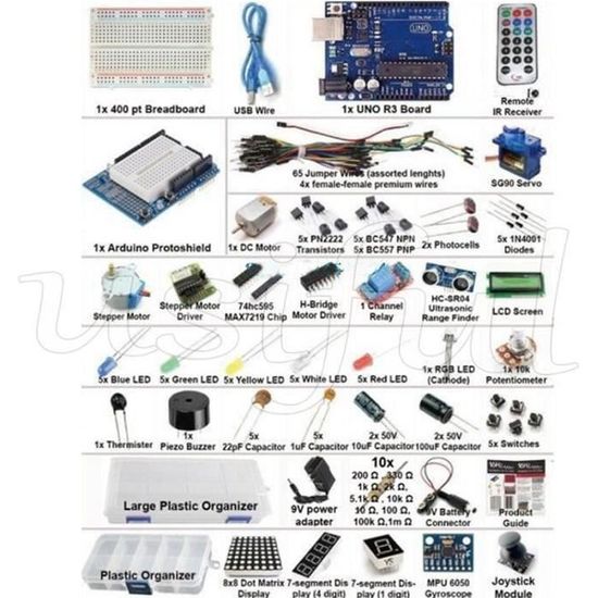 Arduino UNO R3 Starter kit avec support Step Motor ,Servo,1602 LCD ...