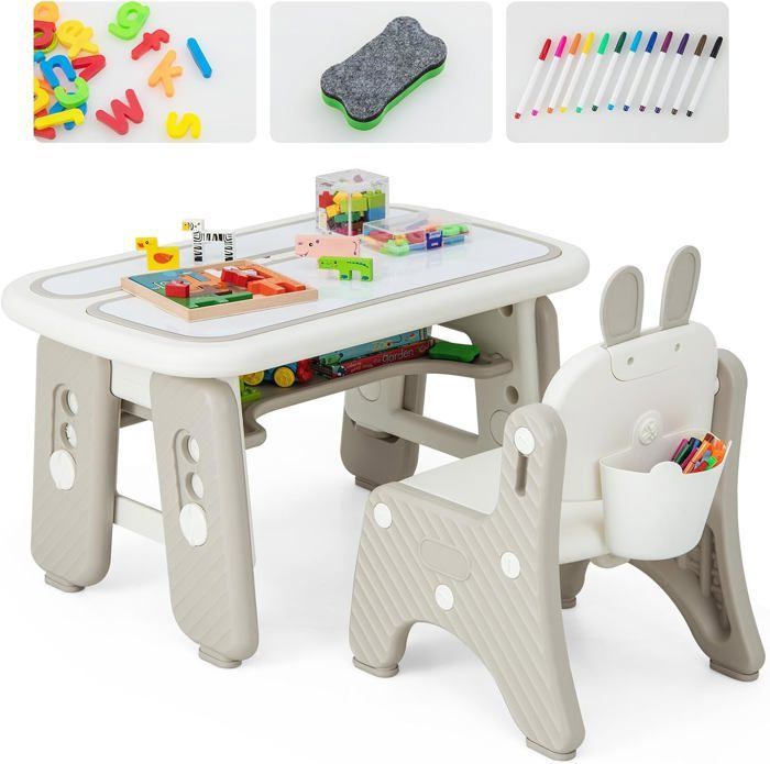 GOPLUS Table et Chaise Enfant 1Ans+ 2 Plateaux Réversibles pour Lire ...