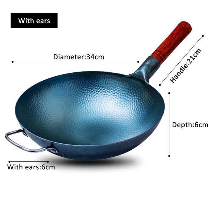 Wok en fonte martelée,wok astronomique rond en acier au carbone ...