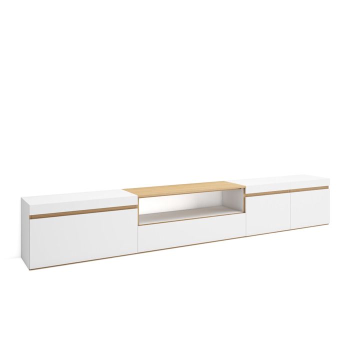 Meuble TV, Banc Télé, Grand espace de Rangement, 288x45x35 cm, TV grand ...