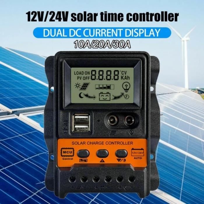 20A-Contrôleur De Charge Mppt Pour Panneaux Solaires, 12v, 24v,Régulateur De Batterie, Double ...
