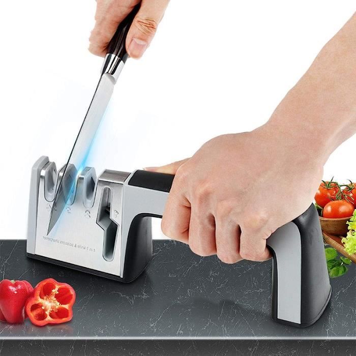 Aiguiseur De Couteaux 4 En 1 - Revêtement Diamant - En Céramique Fine - Ciseaux De Cuisine ...