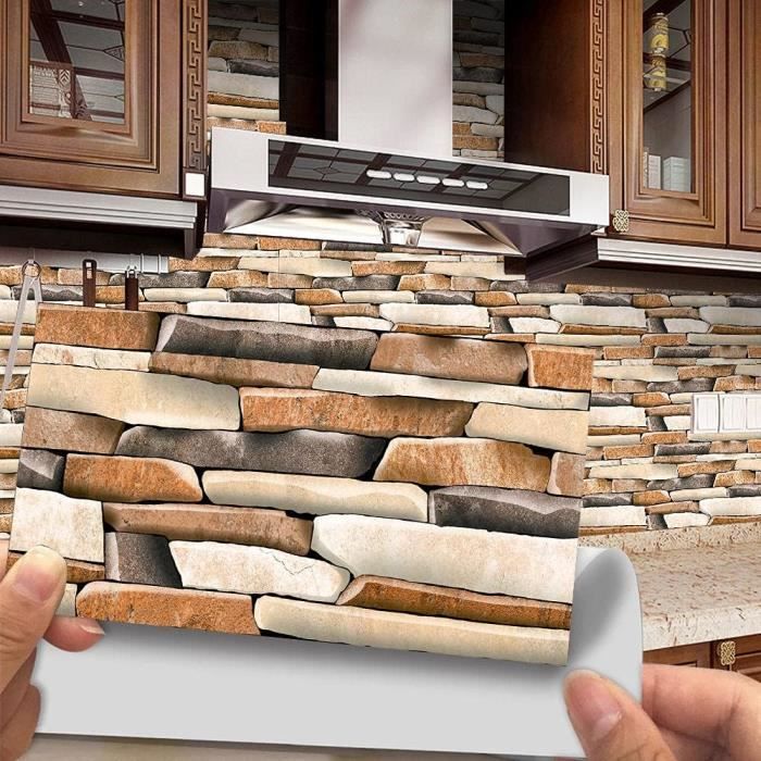 Stickers Carrelage Cuisine 10X20Cm Brique Credence Adhesive Pour ...