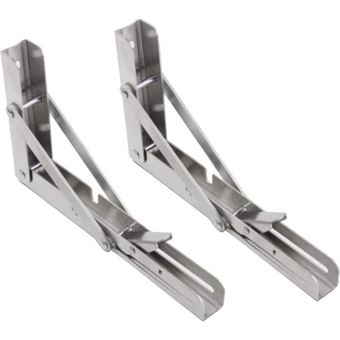 AJW-2 pcs Équerre Pliante Étagère Mural Pliant Support Pliant en Acier ...
