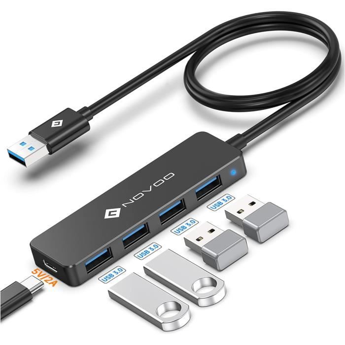 4-En-1 Data Hub Usb 3.0 Ultra Fin Et Avec Câble 1.5M(6Ft), 5Gbps ...