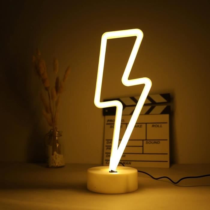 Led Lightning Shaped Neon Signs Lights Alimenté Par Piles-Usb Blanc ...