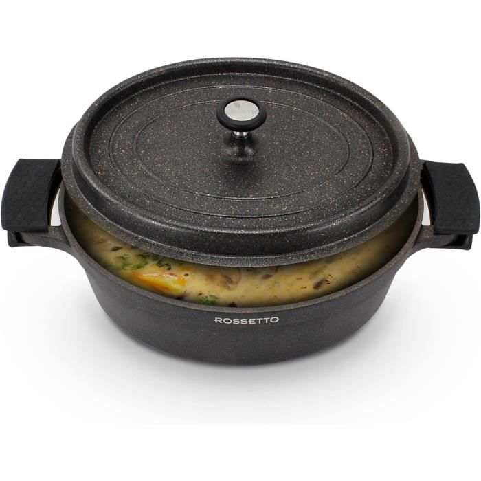 Cocotte En Fonte Ovale Induction Marmite En Fonte 6.5 Litres 31Cm Fonte D'Aluminium, Revêtement ...