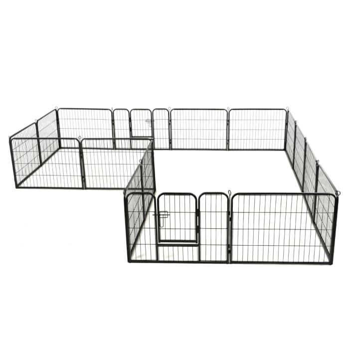 Parc pour chiens - VAG - 16 Panneaux - Acier enduit de poudre - 80 x 60 ...